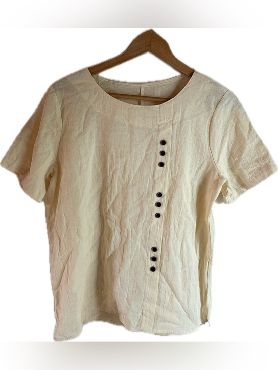 Tops | Cream Light Yellow Shortsleeve Top With Soft Texture | Poshmark
